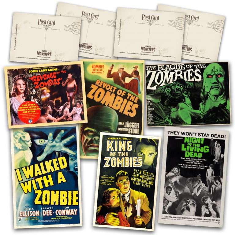 Classic Zombie Movies Postcard Set - Classic Monsters Shop
